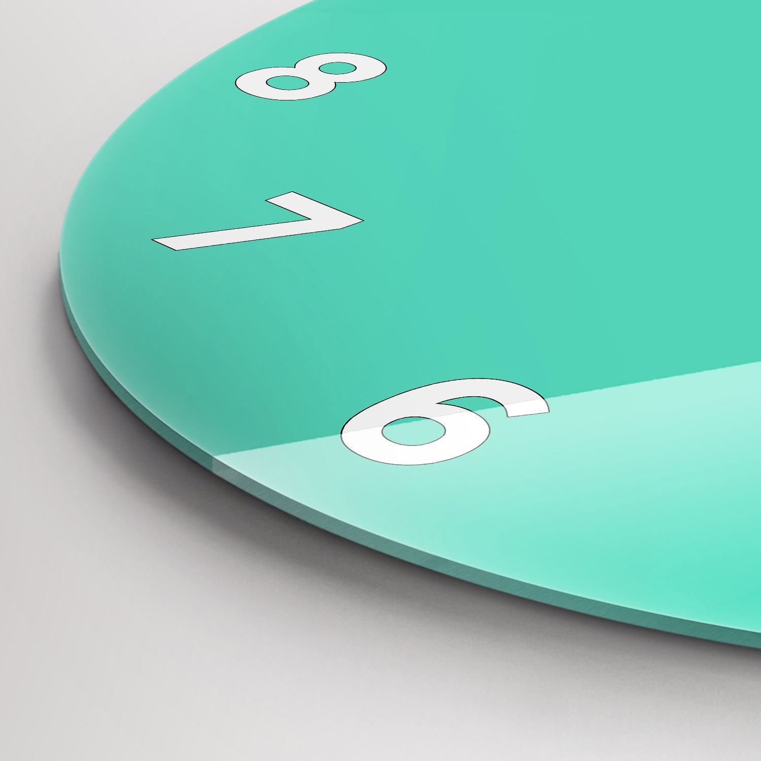 Turquoise Glass Clock, Turquoise Modern Wall Clock, Solid Color ...