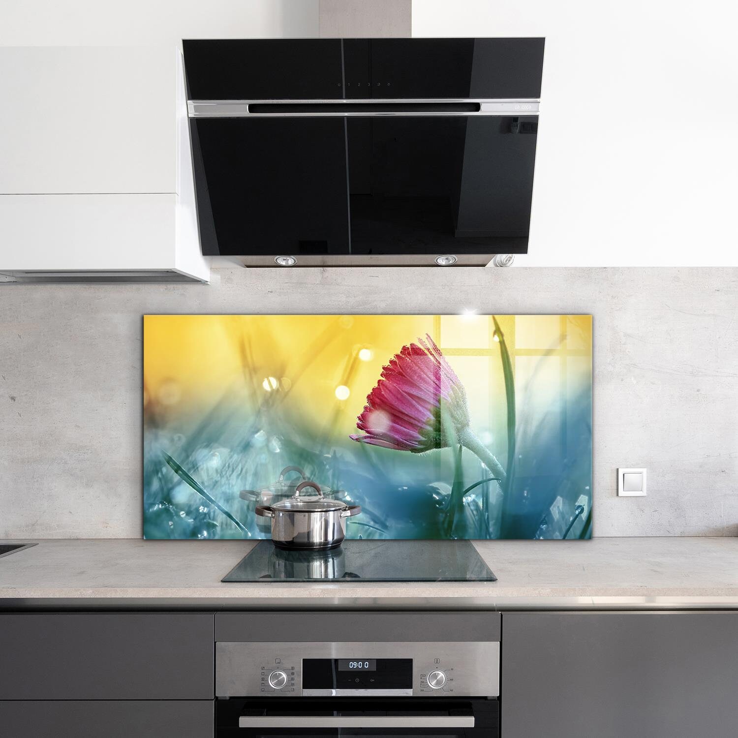 A Delicate Daisy in the Meadow Colorful Backsplash, Stain Protection ...