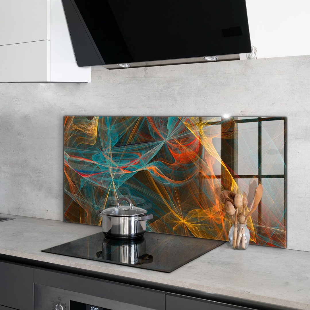 Modern Colorful Backsplash, Stain Protection, Tempered Glass, Wall ...