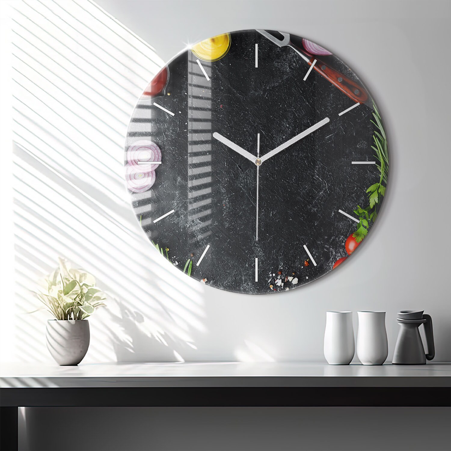 Vegetables on the Table Glass Clock Multicolor Modern Wall - Etsy