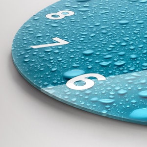 Drops of Water on the Glass Glass Clock, Turquoise Wall Clock, Nature ...