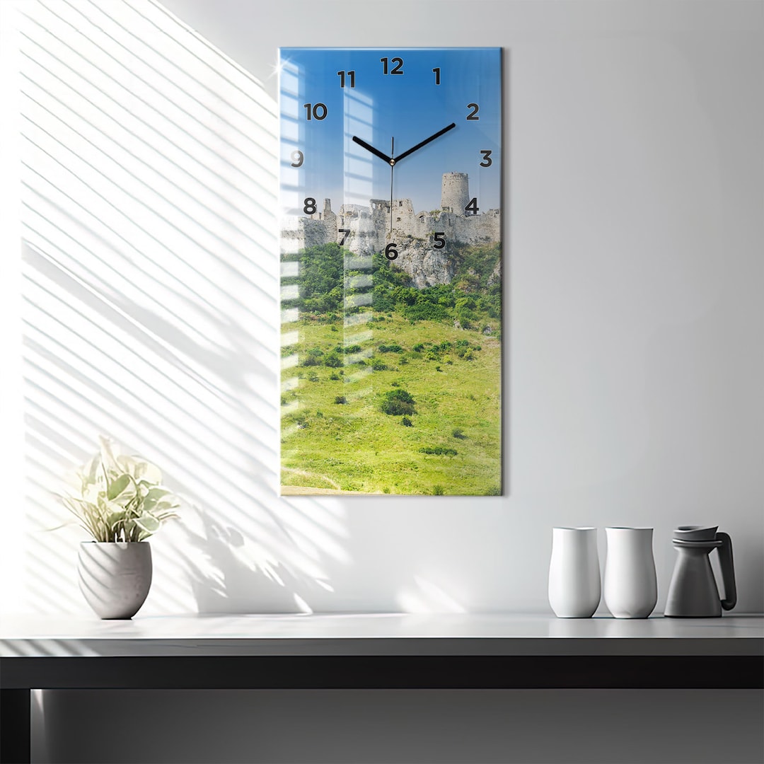 Castle Spis in Slovakia Hanging Clock, Green Glass Clock, City Printed ...