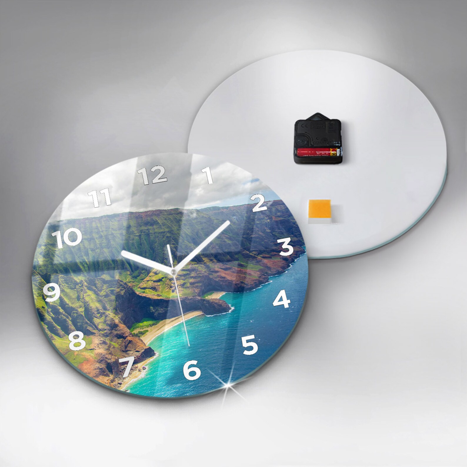 The Sea in Hawaii Glass Clock, Blue Hanging Clock, City Printed Clock ...