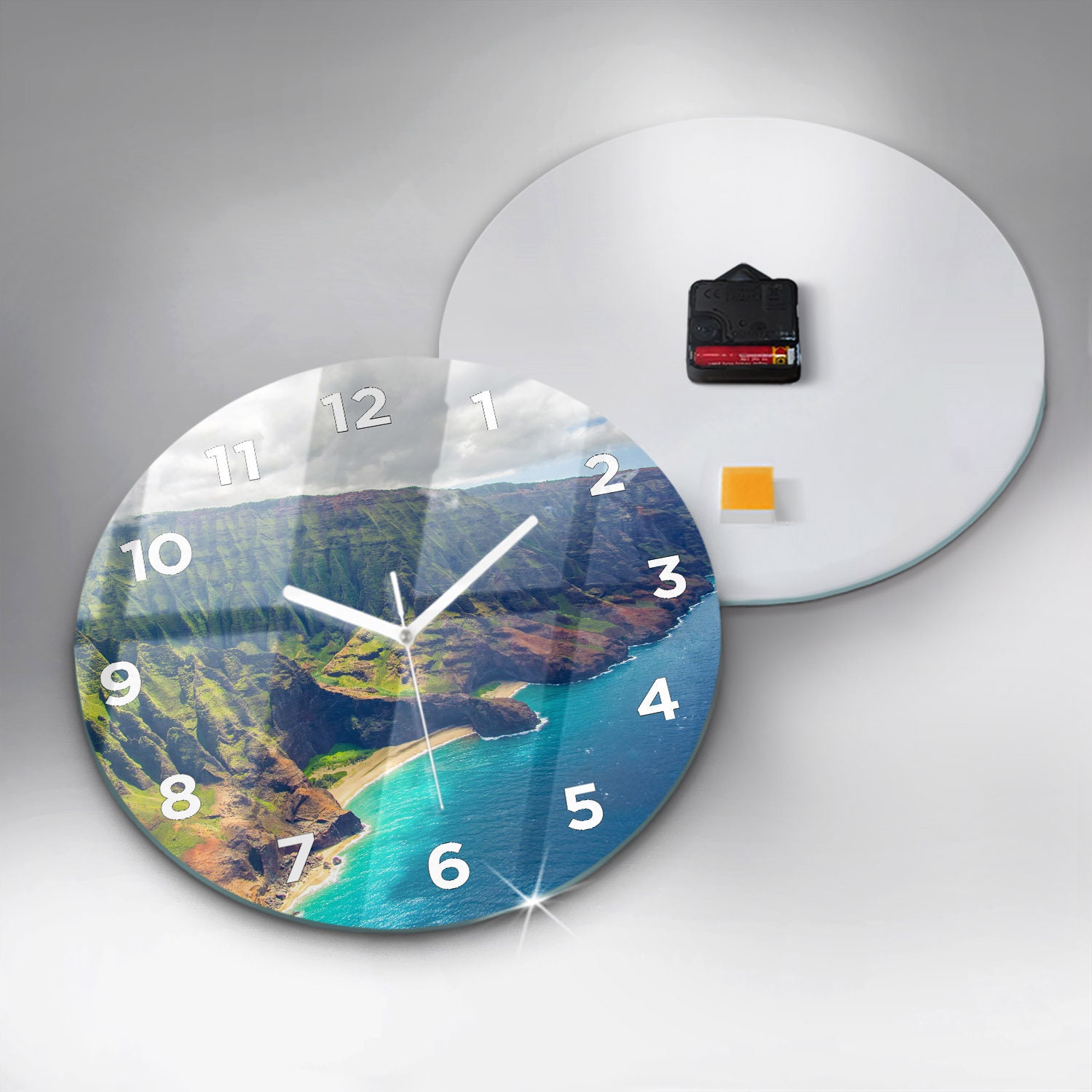 The Sea in Hawaii Glass Clock, Blue Hanging Clock, City Printed Clock ...