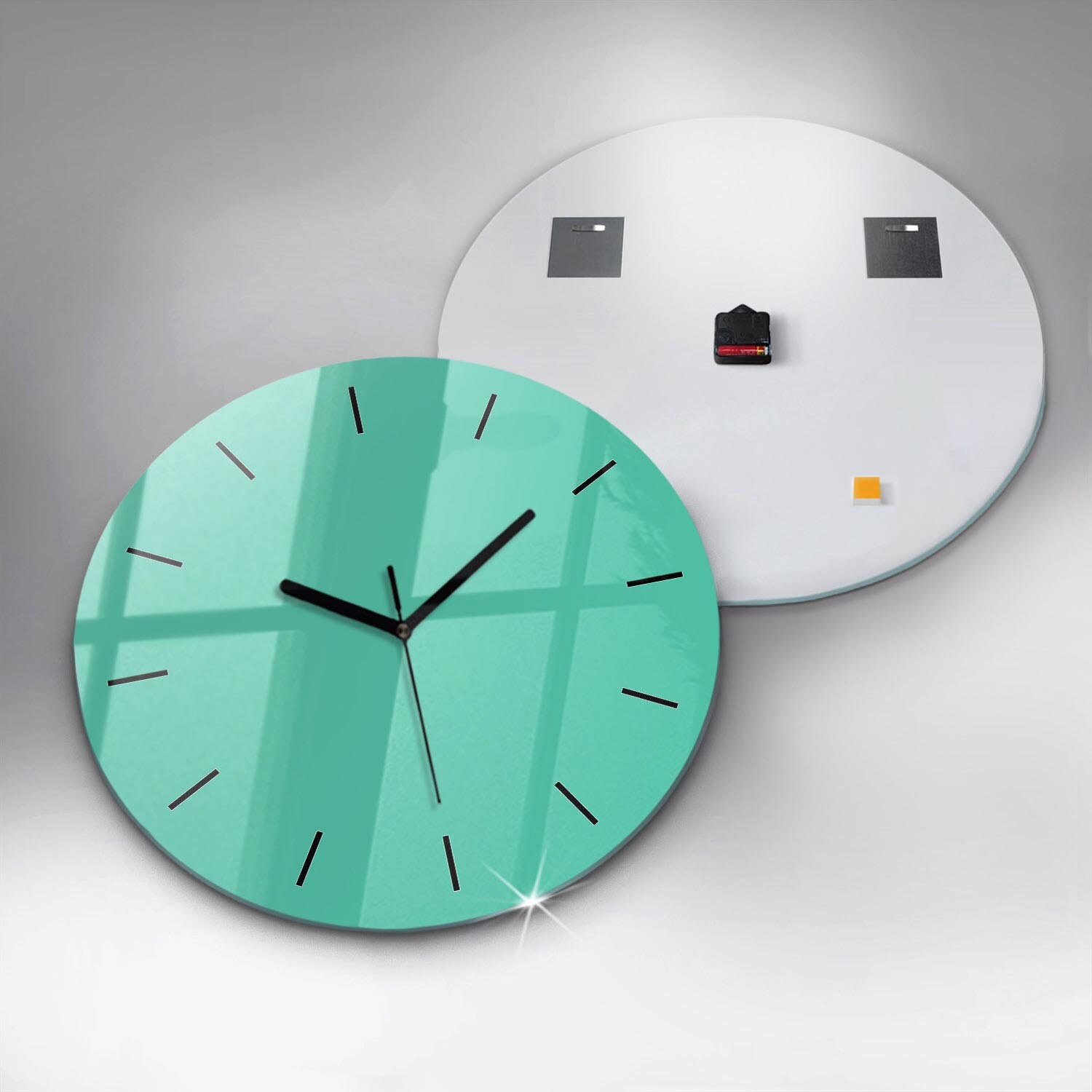 Turquoise Glass Clock, Turquoise Modern Wall Clock, Solid Color ...