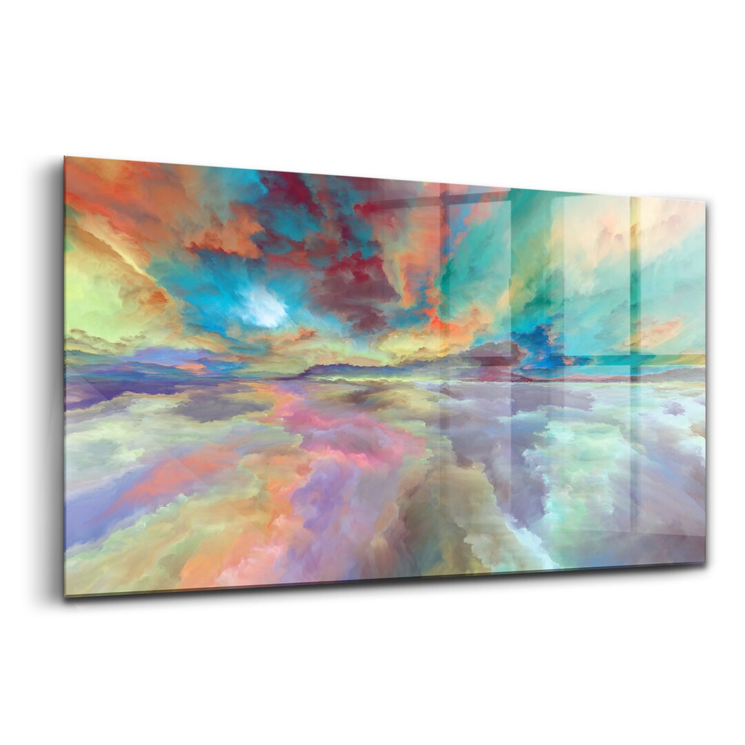 Abstraction of the Sky Landscape Tempered Glass Print, Multicolor Wall ...