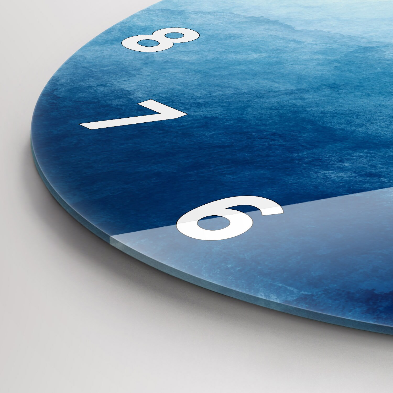 Water Abstraction Glass Clock, Blue Hanging Clock, Abstract Printed ...