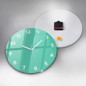 Turquoise Glass Clock, Turquoise Modern Wall Clock, Solid Color ...
