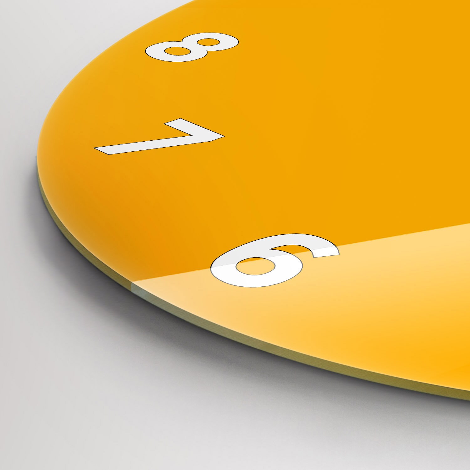 Dark Yellow Glass Clock, Dark Yellow Printed Clock, Solid Color Modern ...