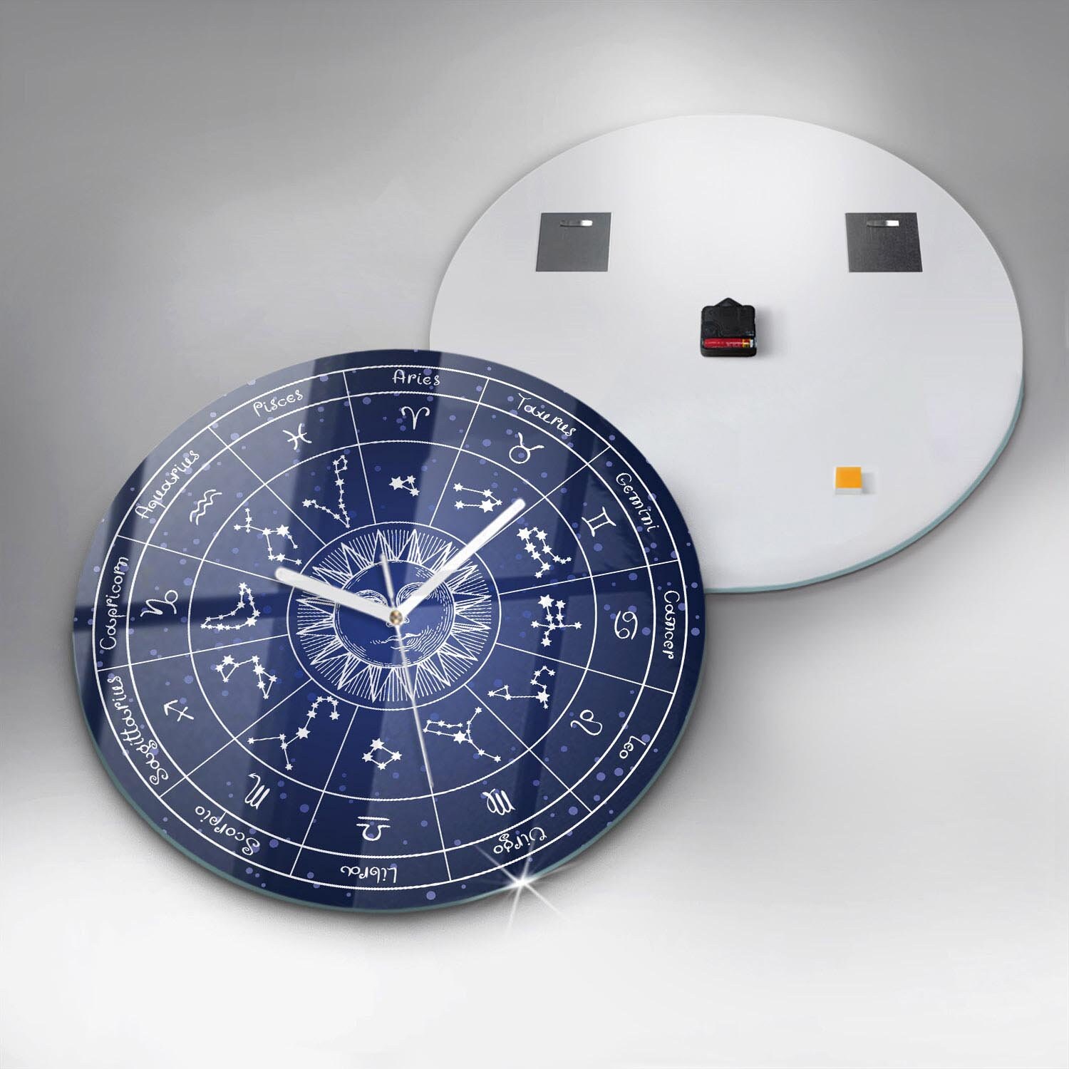 Zodiac Constellations Clock, Astronomy Themed Wall Clock, Blue Hanging ...