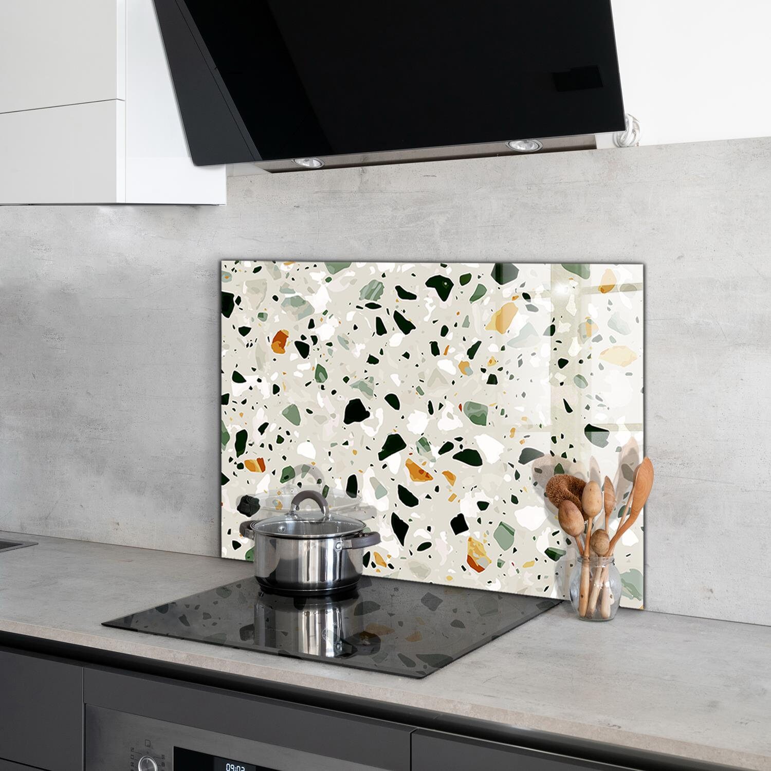 Terrazzo Natural Stone Neutral Colors Splashback Glass - Etsy