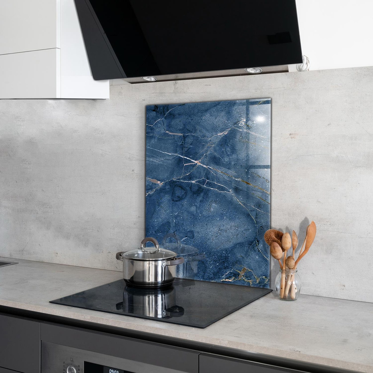 Blue Marble Dark Blue Splashback, Kitchen Decor, High Quality Print ...