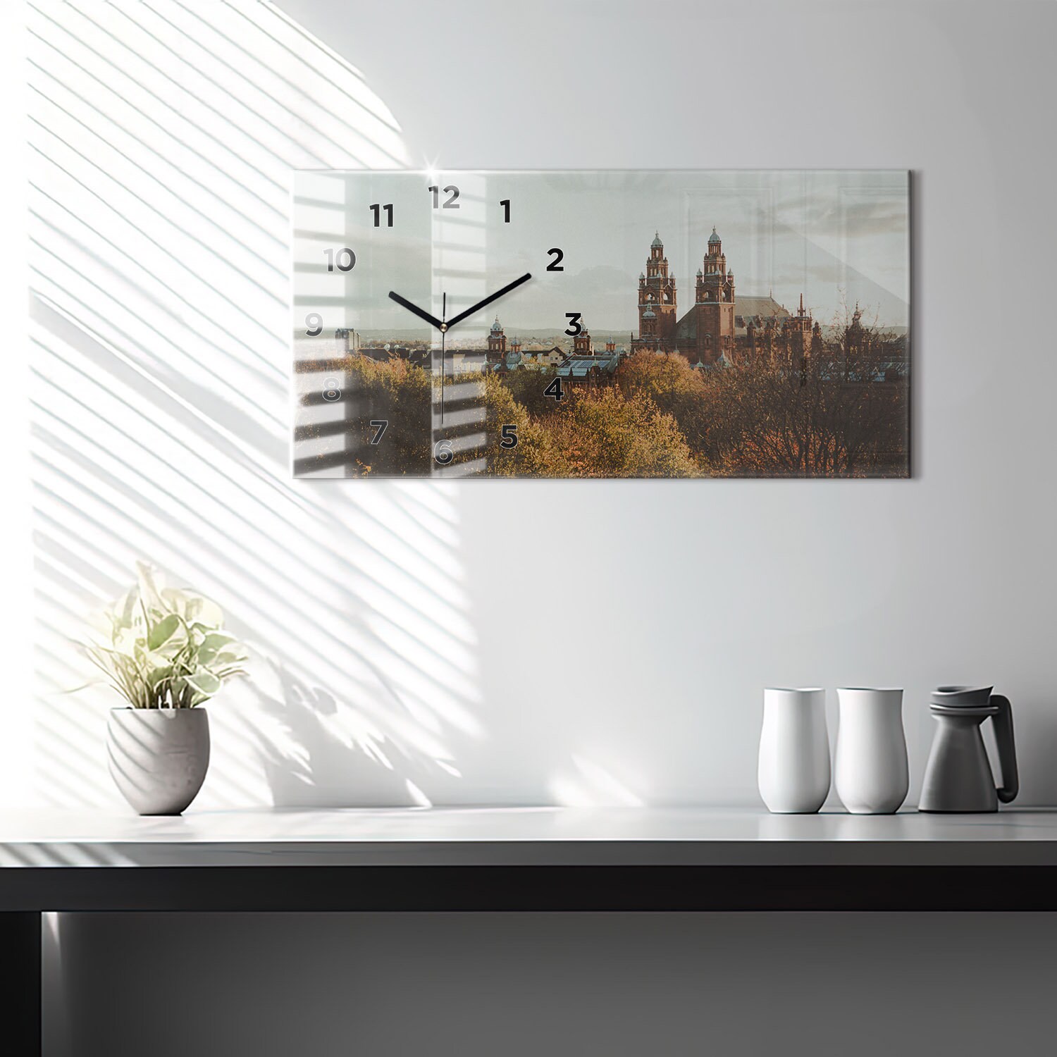 Art Gallery in Glasgow Modern Wall Clock, Yellow Glass Clock, City ...