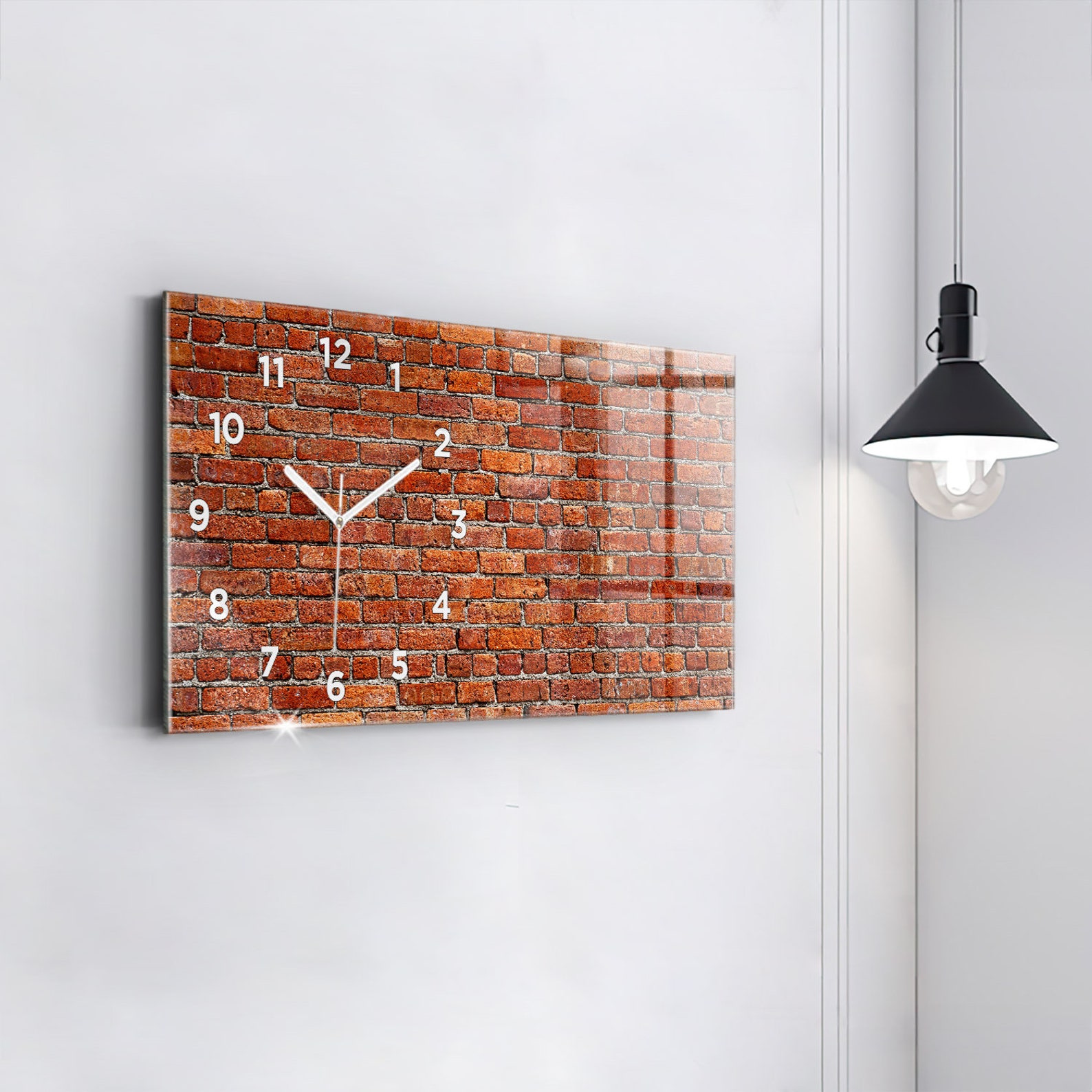Old Brick Wall Modern Wall Clock, Red Glass Clock, Abstract ...
