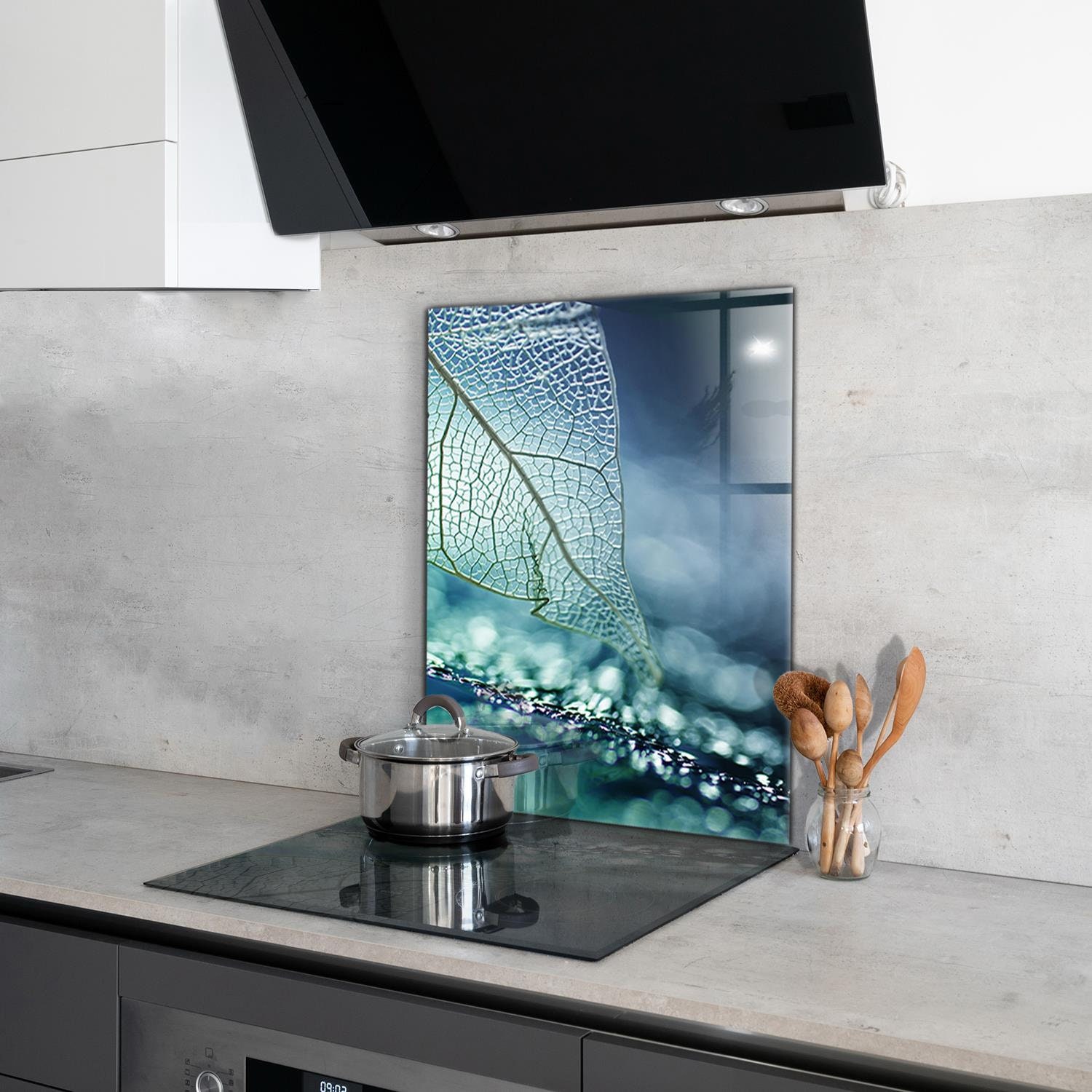 Delicate Leaf Green Splashback, Decorative Panels, Wall Covering, High ...