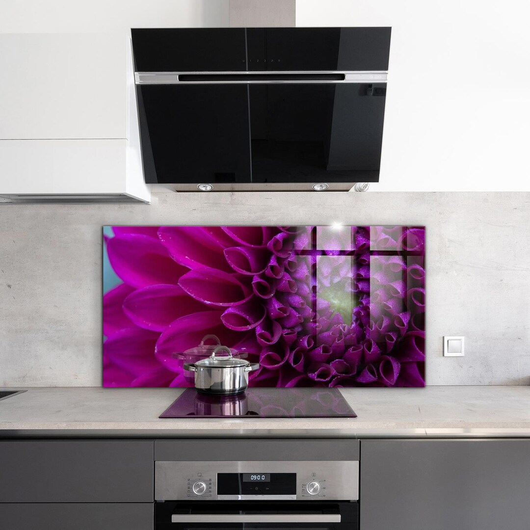 Purple Flower Details Violet Splashback, Kitchen Decor, High Quality ...