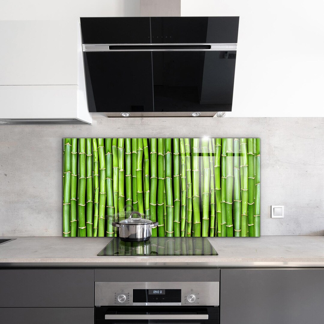 Asian Bamboo Green Splashback, Kitchen Decor, High Quality Print, Wall ...
