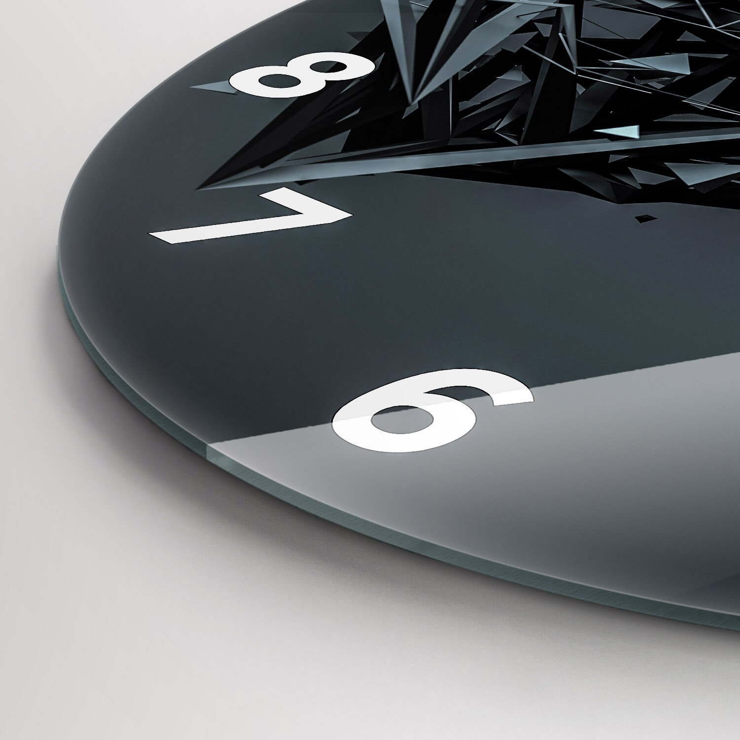 Black Abstraction Glass Clock, Black Hanging Clock, Abstract Printed ...