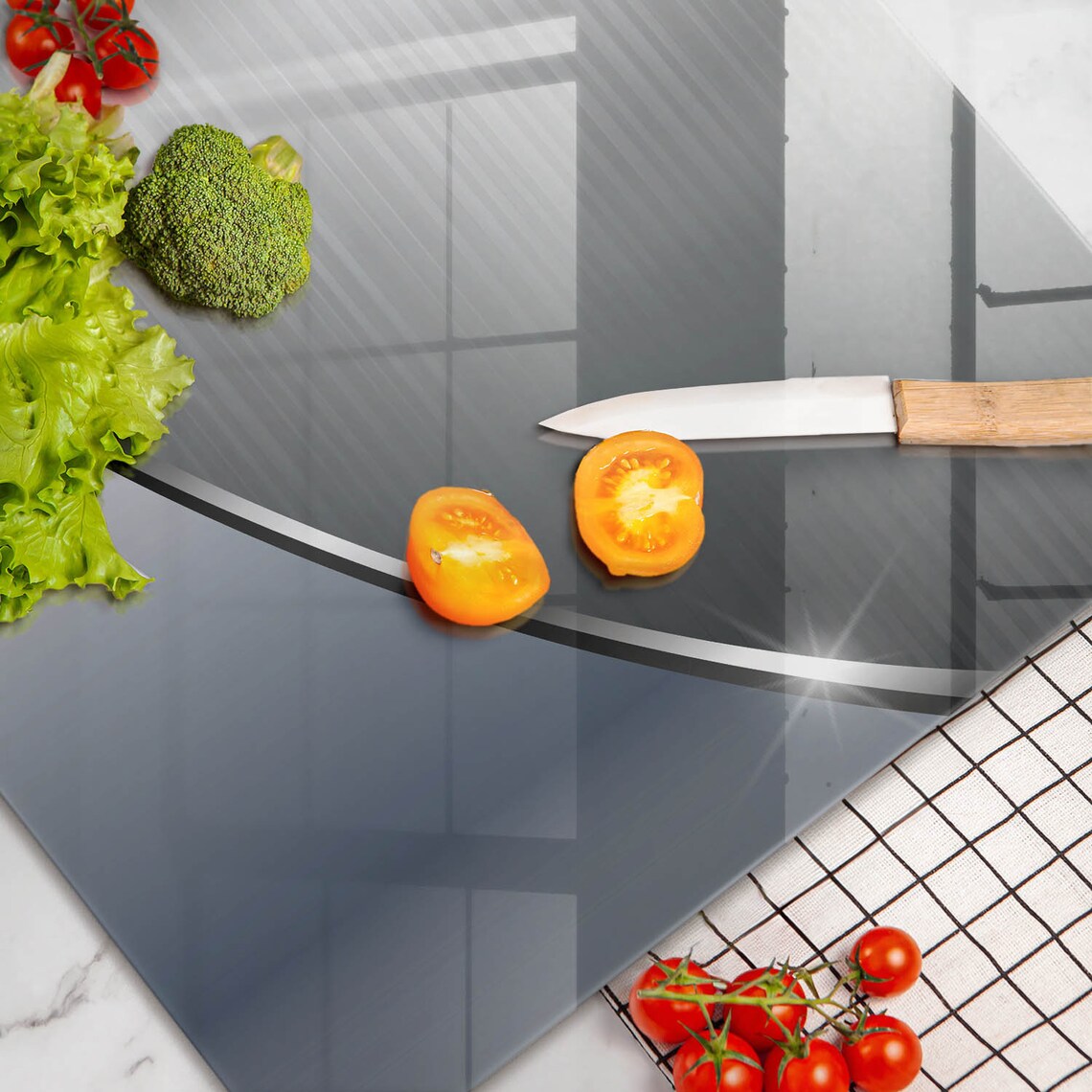 Pattern Metal Abstraction Cutting Board, Tempered Glass Chopping Board ...