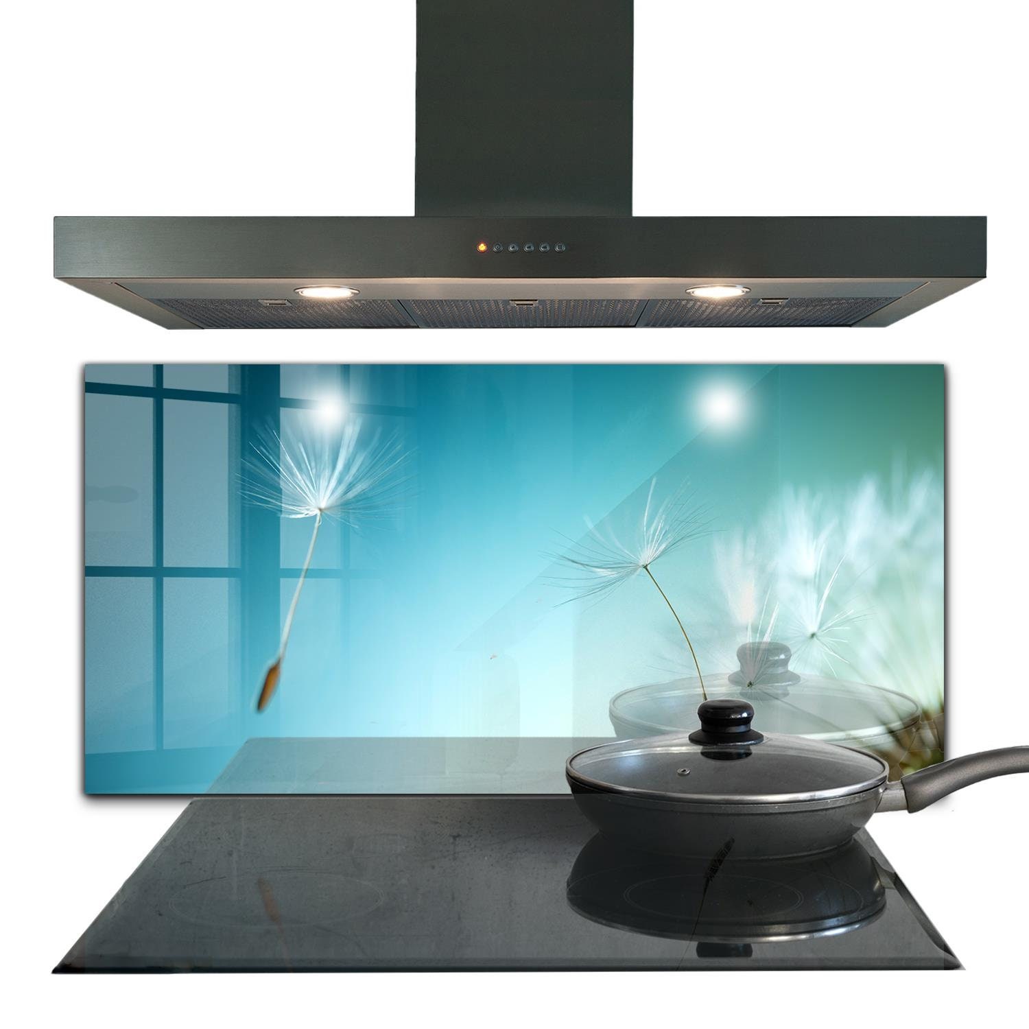 Dandelion in the Wind Blue and White Splashback, Glass Print, Wall ...