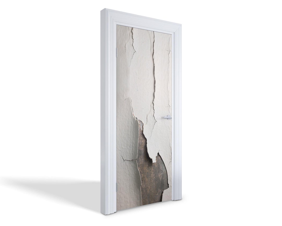 Cracked Wall Door Sticker, Carving Door Mural, Abstraction Door Decals ...