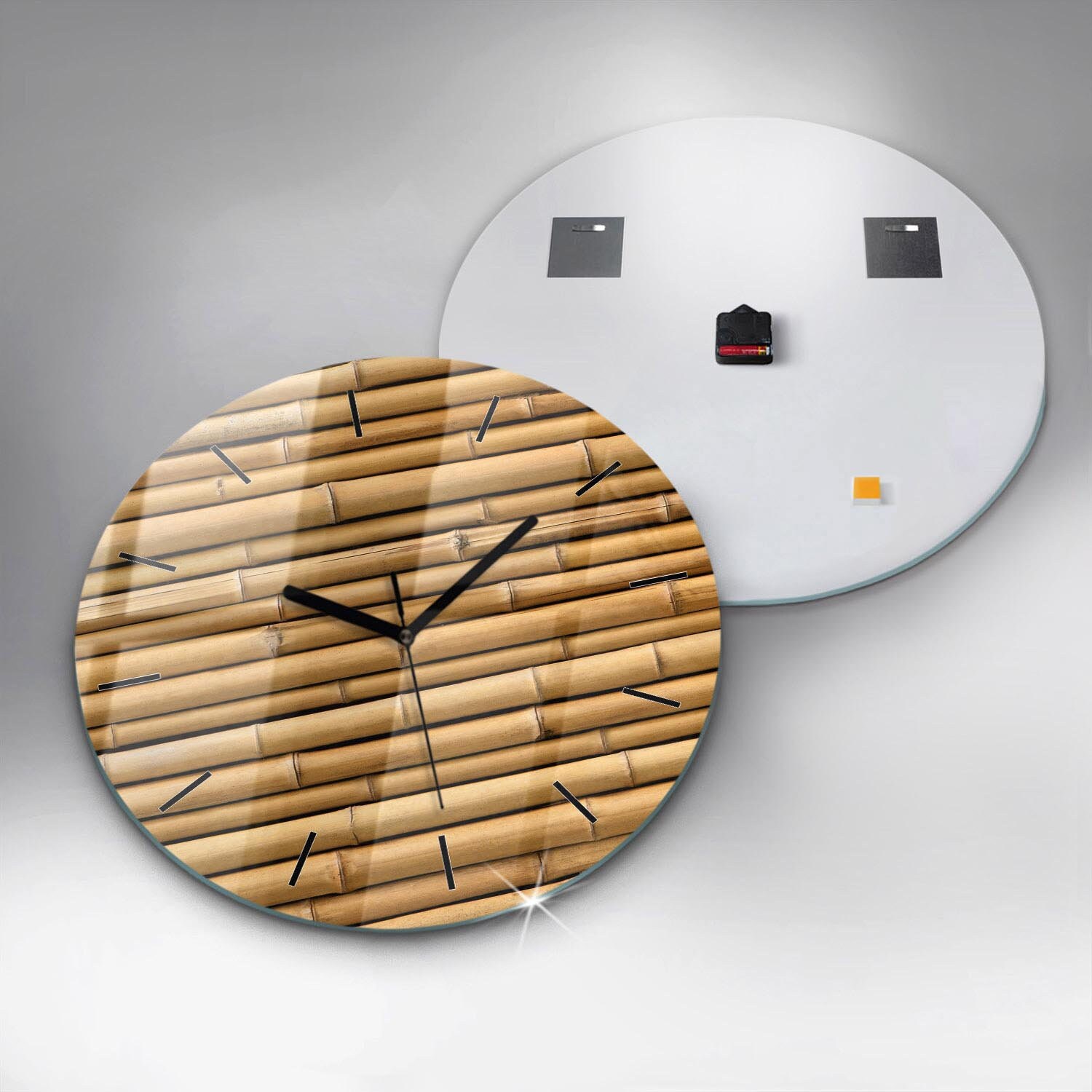 Bamboo Sticks Glass Clock, Brown Wall Clock, Nature Hanging Clock ...