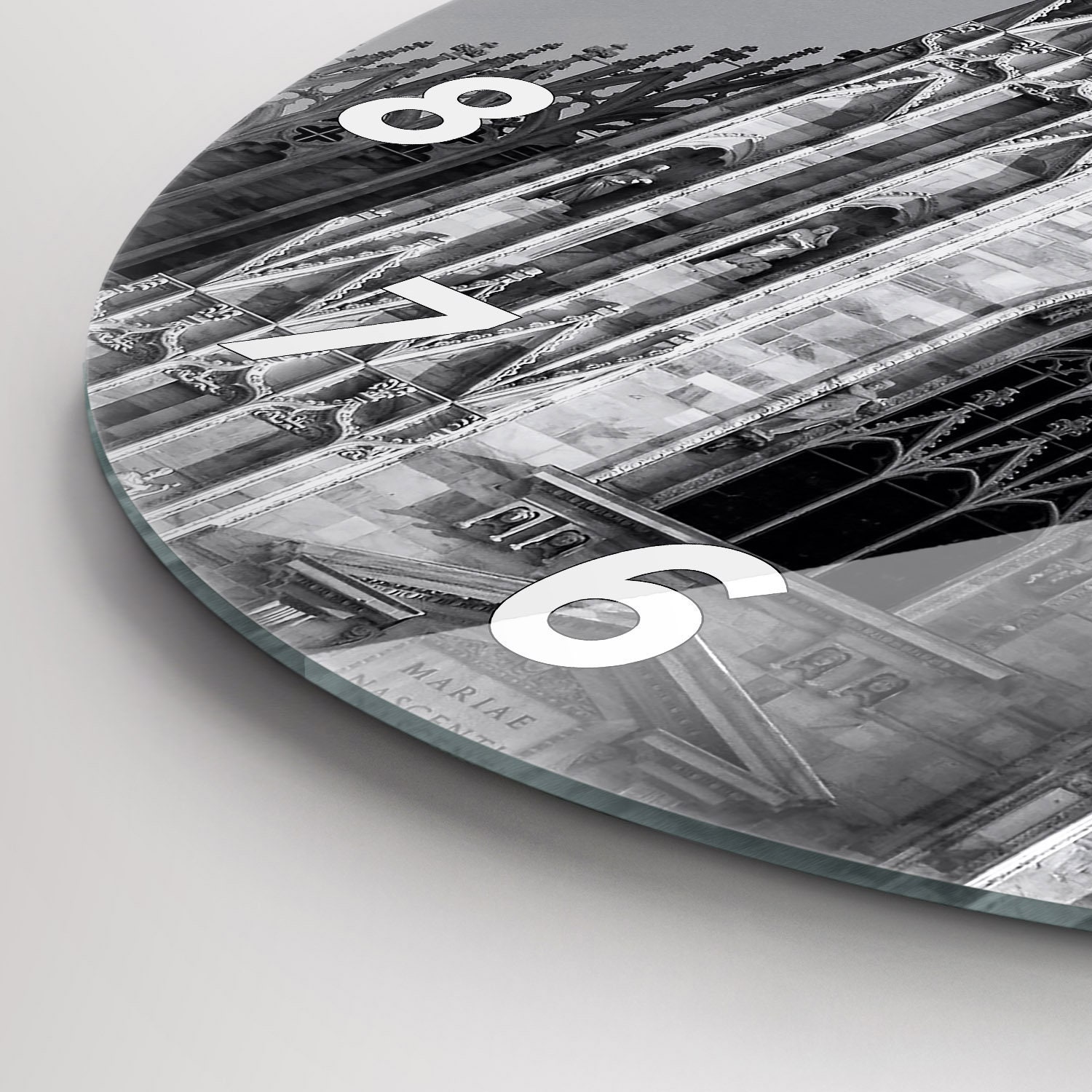 Duomo Di Milano Cathedral Glass Clock, Black Printed Clock, City Modern ...