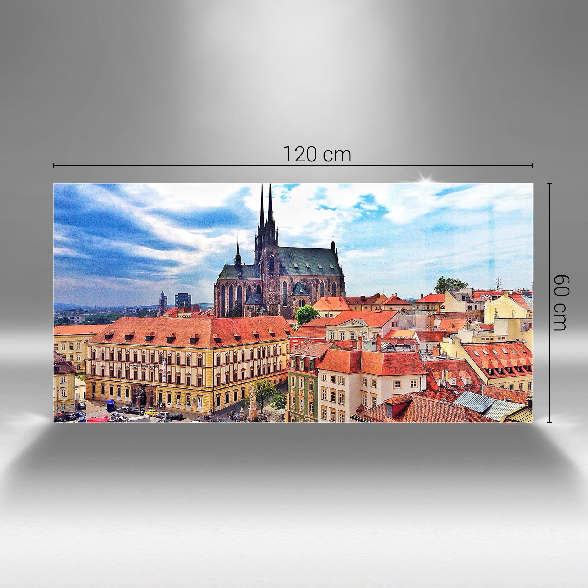 Vue de Brno Impression sur verre trempé, Art mural bleu, Art mural en ...