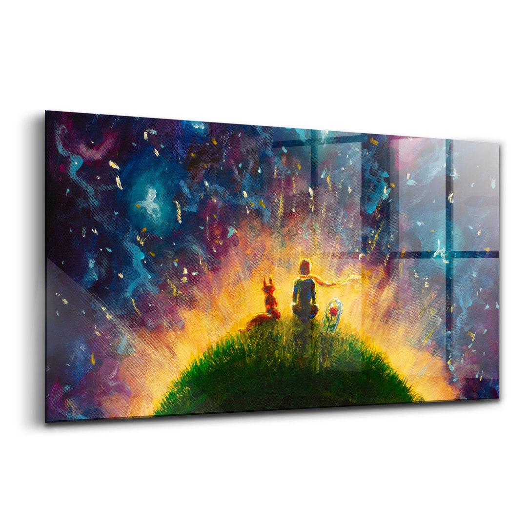 The Little Prince Tempered Glass Print, Green Wall Decor, Photo on ...