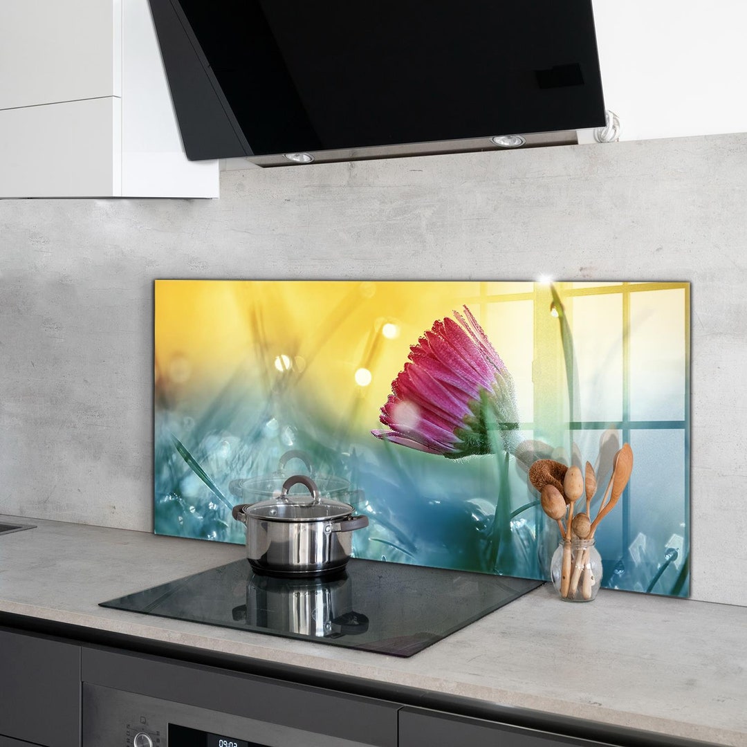 A Delicate Daisy in the Meadow Colorful Backsplash, Stain Protection ...