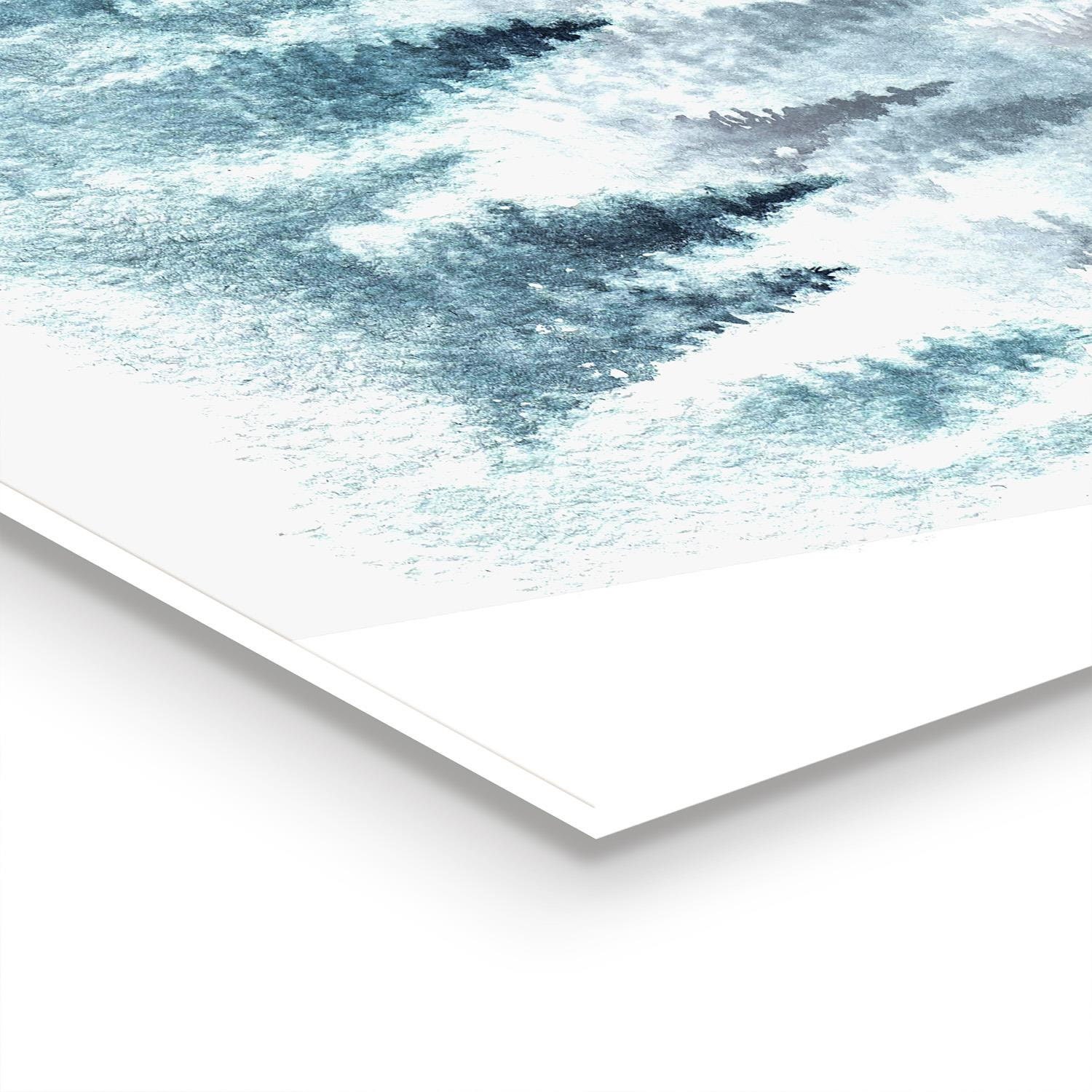 Forêt dhiver Impression en verre trempé, Art mural blanc, Décoration ...