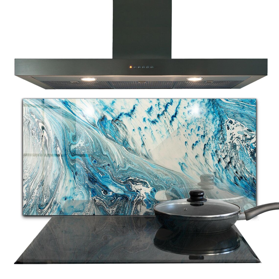 Sea Wave Blue and White Backsplash, Wall Accents, Kitchen Decor, Wall ...