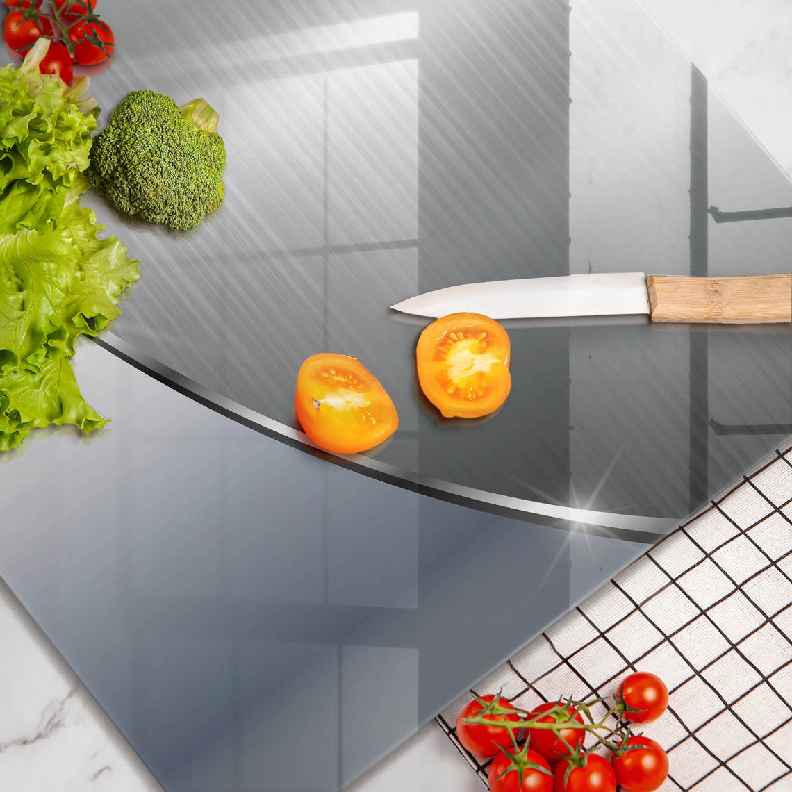 Pattern Metal Abstraction Cutting Board, Tempered Glass Chopping Board ...