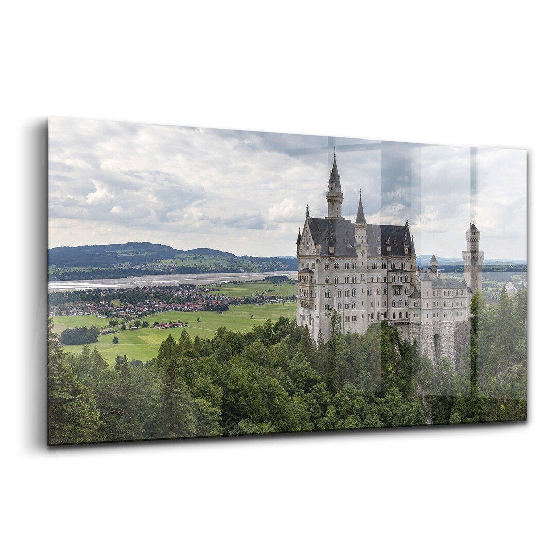 Castle in Neuschwanstein Germany Tempered Glass Print, Green Frameless ...