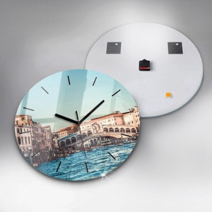 Rialto Bridge in Venice Glass Clock, Blue Modern Wall Clock, Countries ...