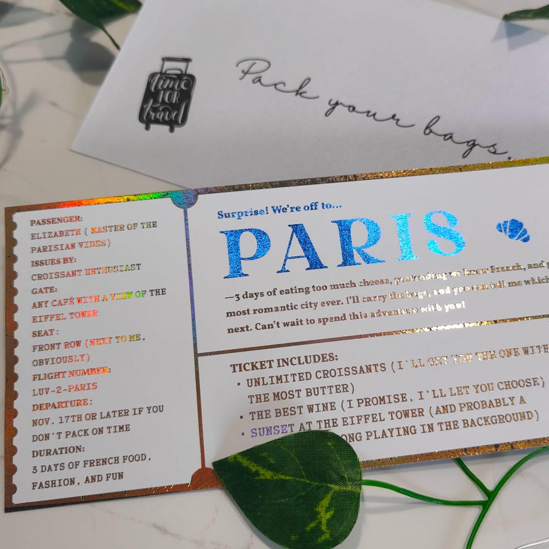 Paris Boarding Pass Gift Personalized Travel Keepsake Perfect for ...