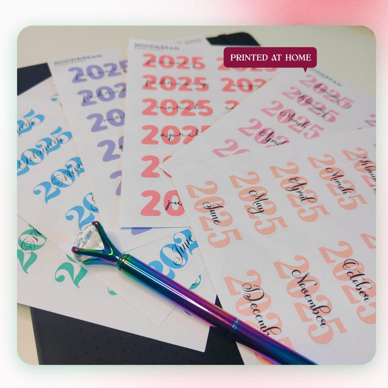 2025 Year and Month Text Planner Stickers Script Planner Stickers ...