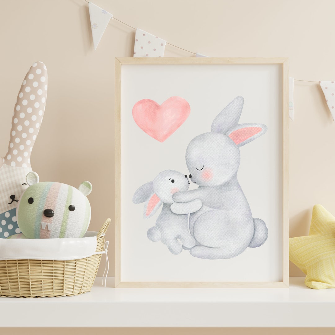 Nursery Printables Cute Watercolor Bunny Print - Etsy
