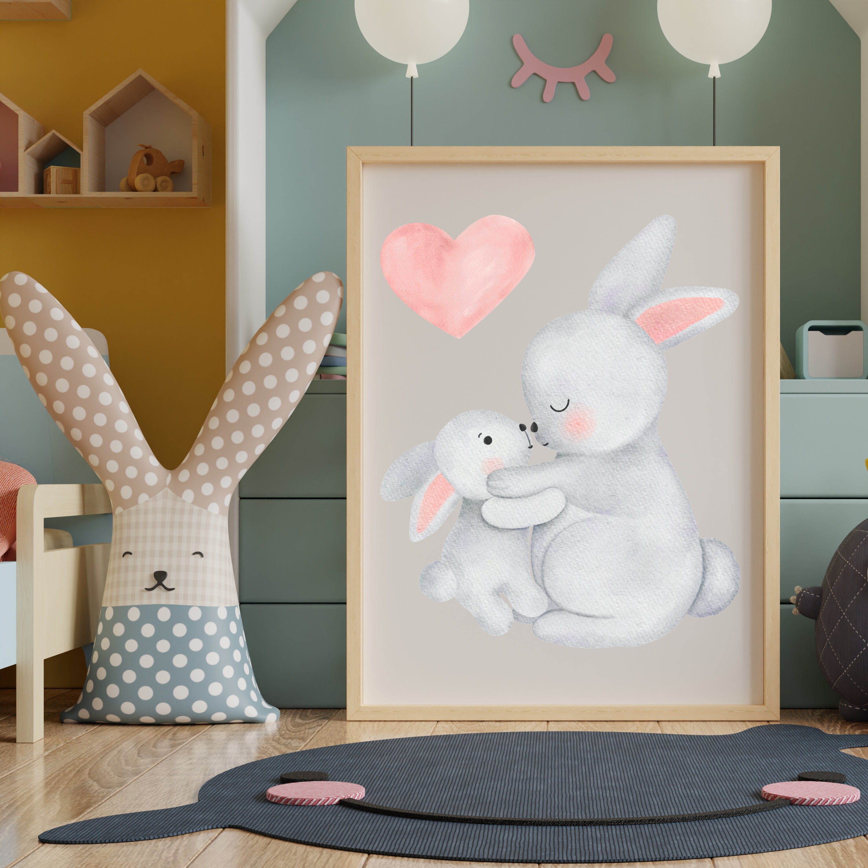 Nursery Printables Cute Watercolor Bunny Print - Etsy