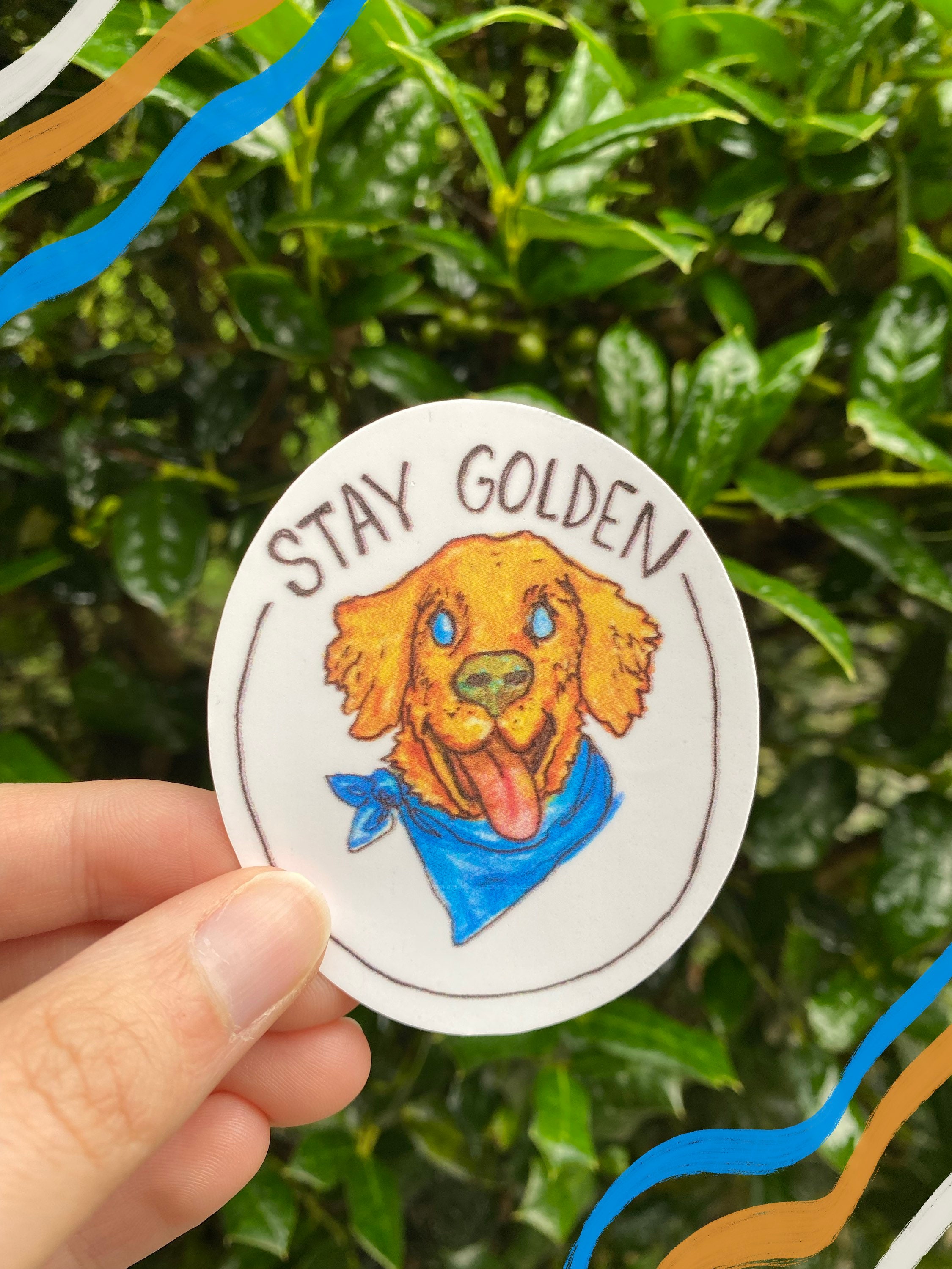 Stay Golden Sticker Golden Retriever Sticker Waterproof - Etsy UK