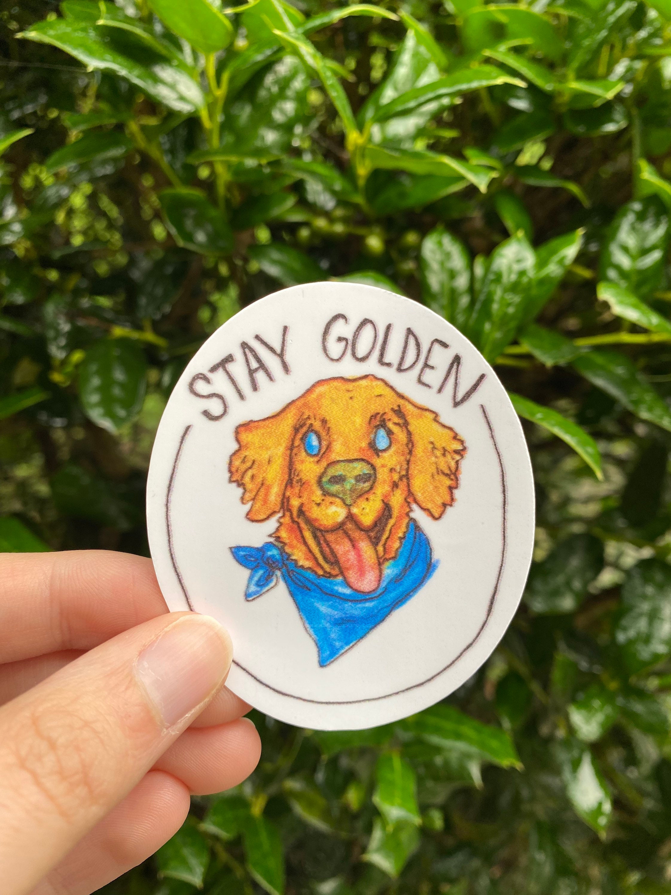 Stay Golden Sticker Golden Retriever Sticker Waterproof - Etsy UK
