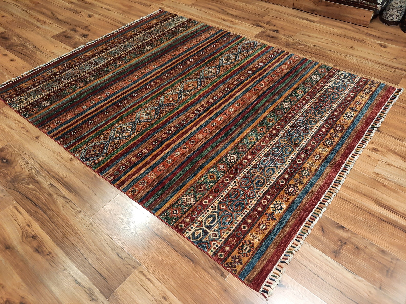 Colorful rug 6 x 8 rug red area rug with fringe handmade rug | Etsy