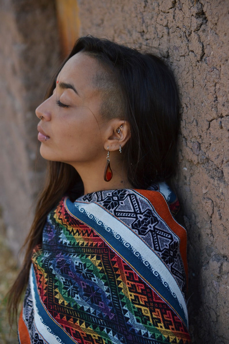 Magnificent Peruvian Alpaca Shawl With Sacred Symbols/ Andean Ceremony ...