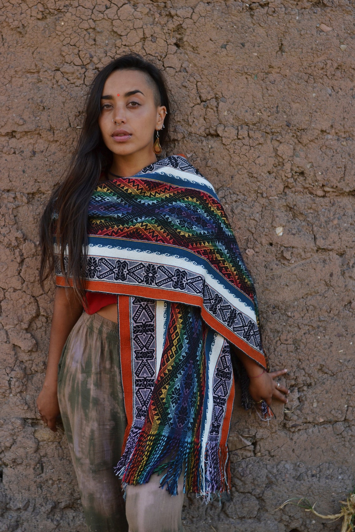 Magnificent Peruvian Alpaca Shawl With Sacred Symbols/ Andean Ceremony ...