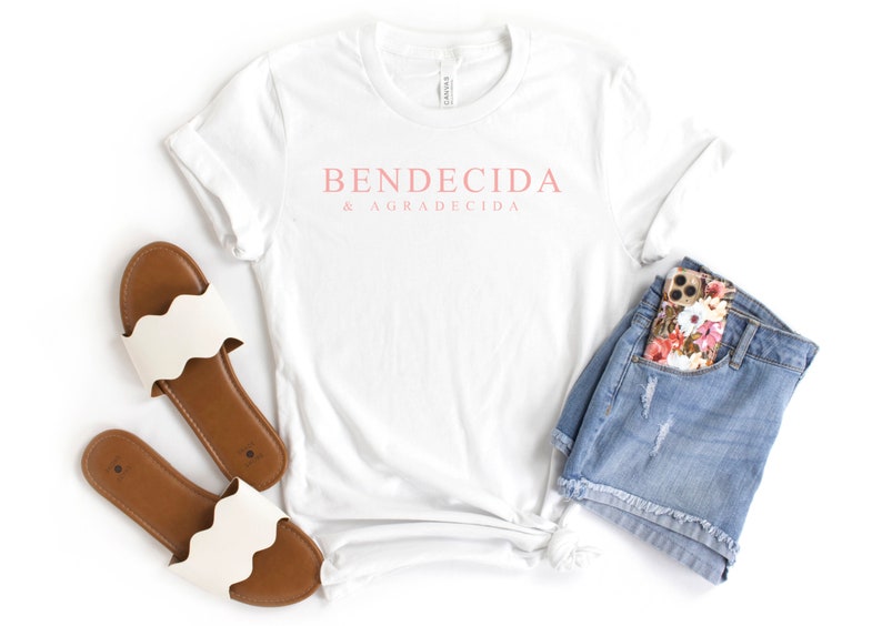 Camisa Cristiana, Bendecida Y Agradecida, Blessed Shirts, Faith Spanish ...