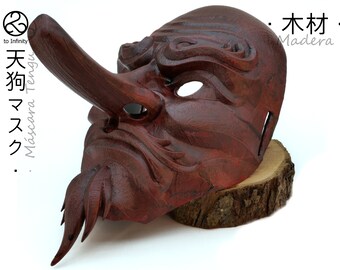 Red Akuma Mengu Mask, Traditional Japan Mask for Wearing & Deco Red ...