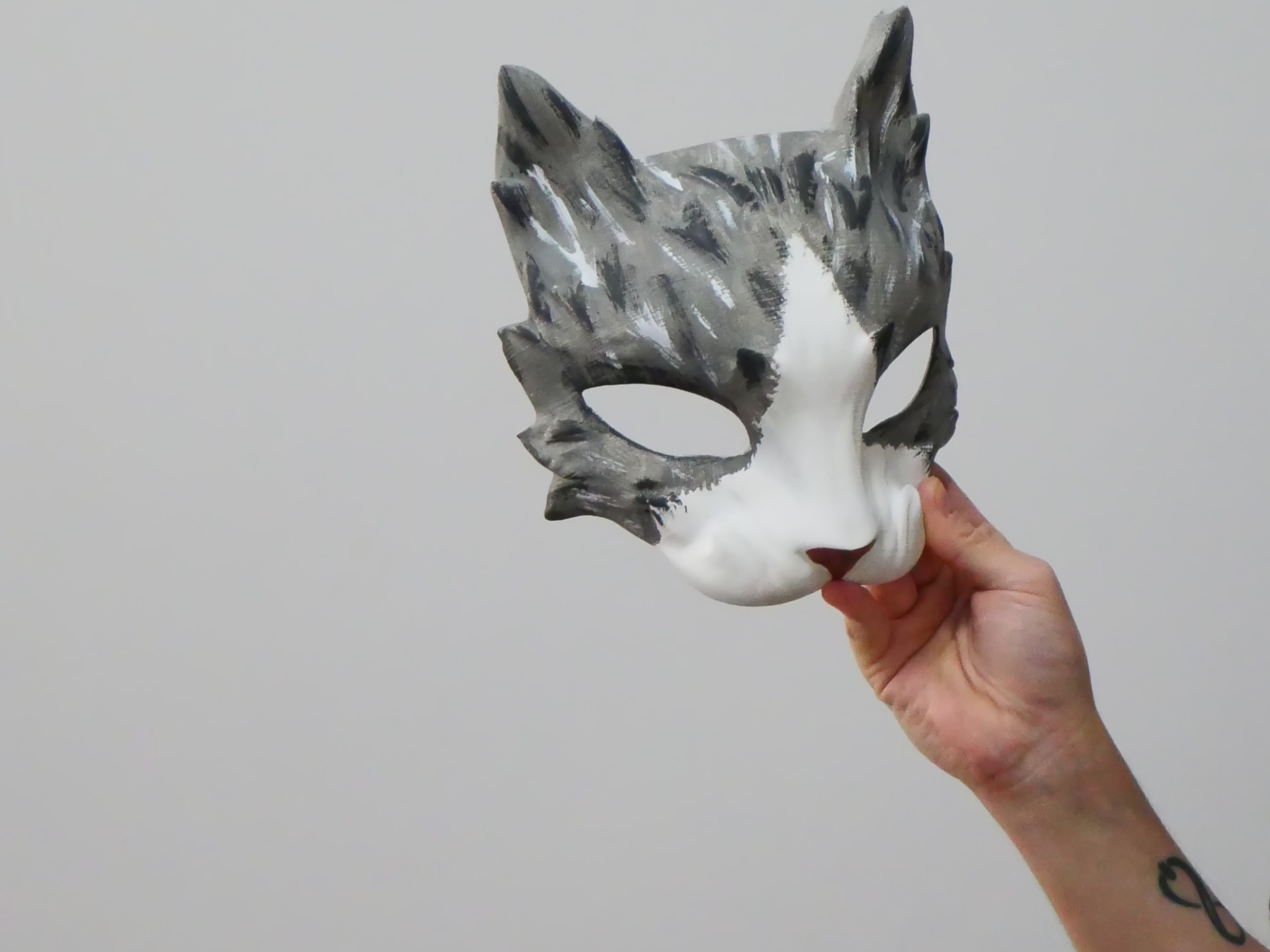 Neko Gray Cat Mask a Cute Mask for Wearing & Deco Neko Gray - Etsy