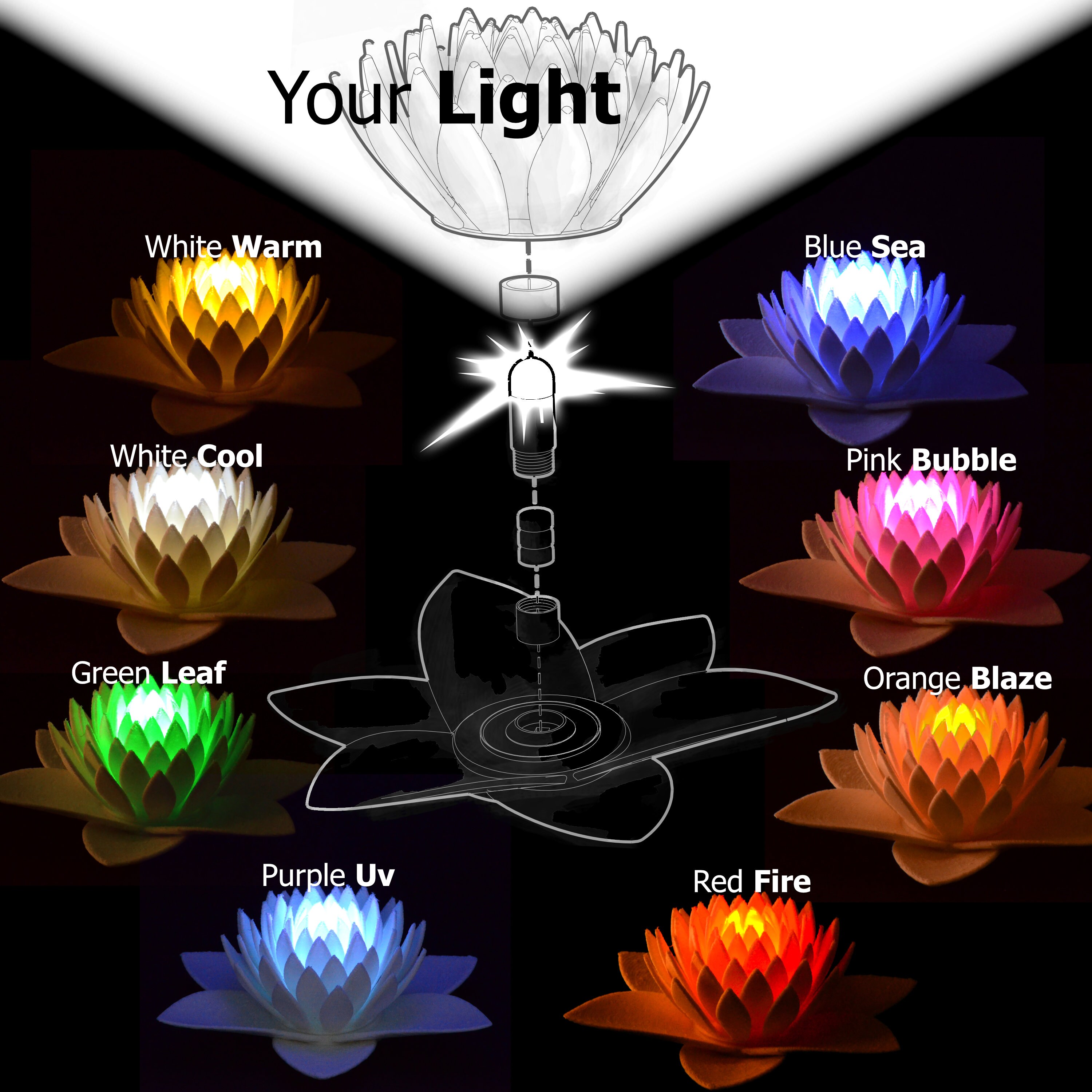 Ivory White Light Lotus PLA 3D Printed LED Light Natural Nitch Light ...