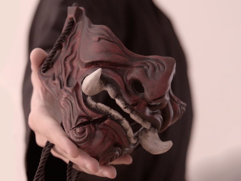 Red Akuma Mengu Mask, Traditional Japan Mask for Wearing & Deco Red ...