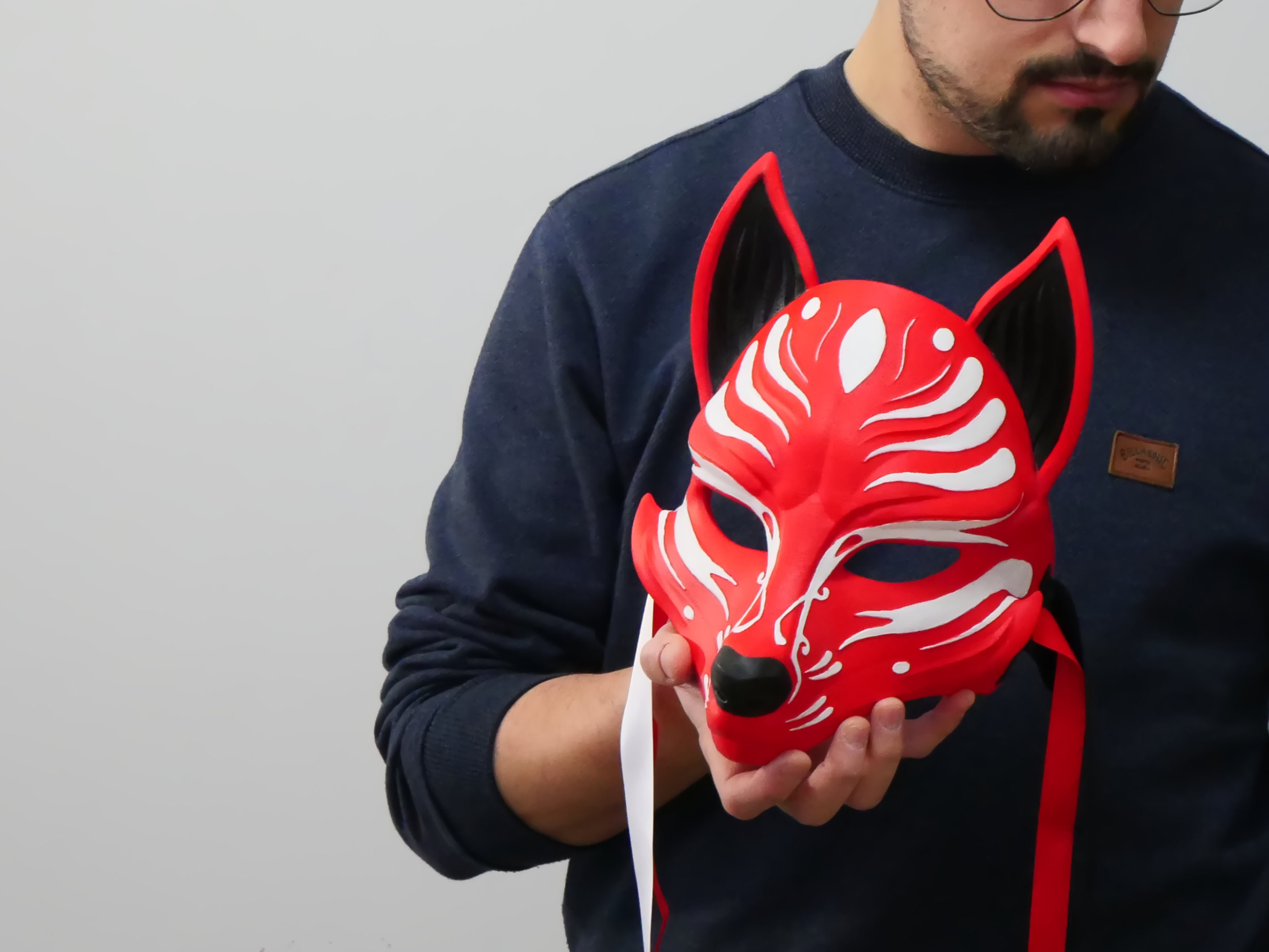 Red Kitsune Mask a Traditional Mask for Wearing & Deco Red - Etsy
